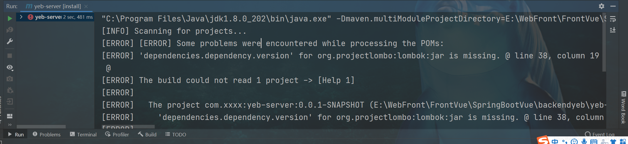 [ERROR] Some problems were encountered while processing the POMs: [ERROR] ‘dependencies ...