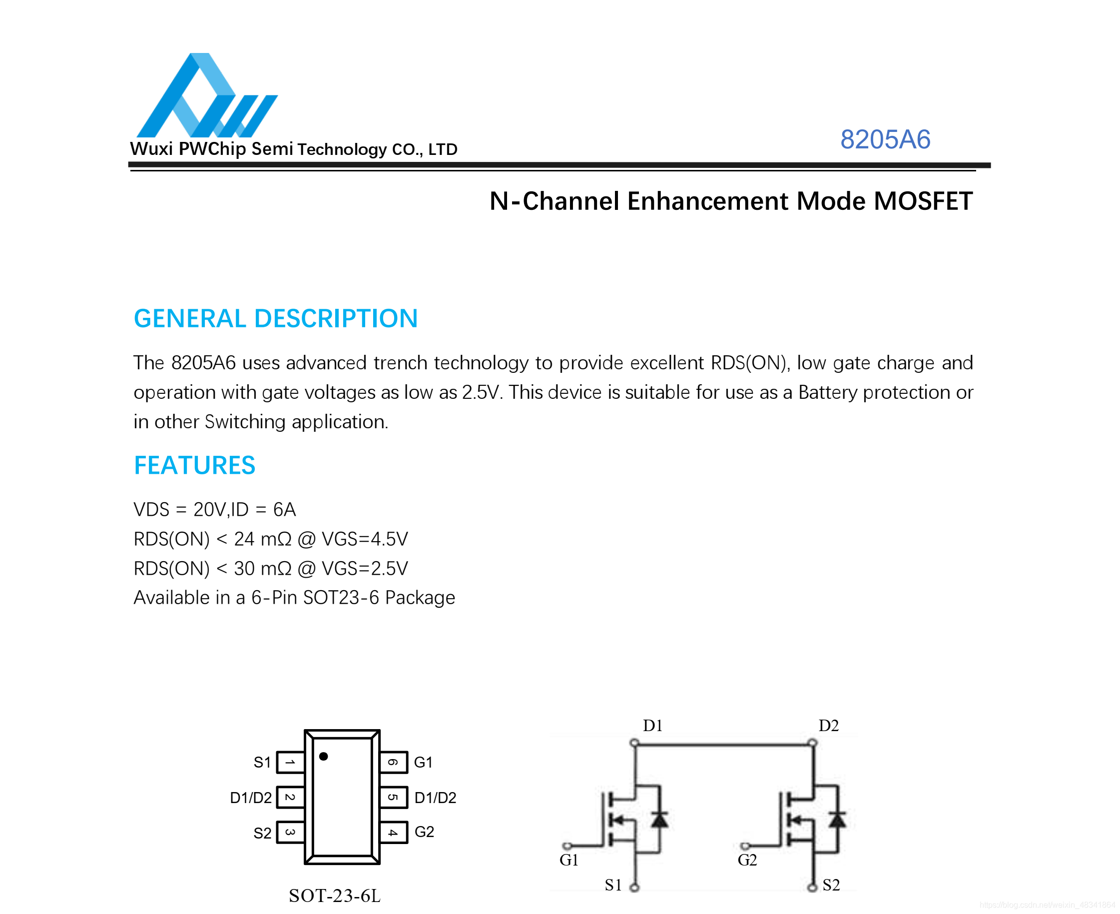8205A6，8205A8，8205A6C大小封装的双NMOS管_丝印8205a 6脚到底是ic还是mos-CSDN博客