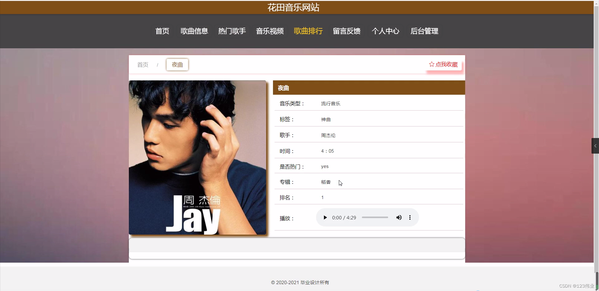 JAVA毕设项目花田音乐网站（Vue+Mybatis+Maven+Mysql+sprnig+SpringMVC）_java在线音乐平台(springmvc+spring+mybatis) 博客 ...
