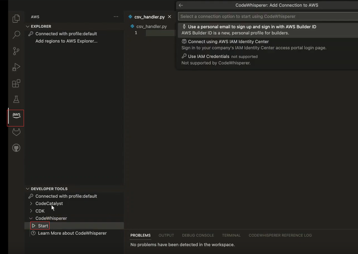 Amazon CodeWhisperer 使用体验-CSDN博客