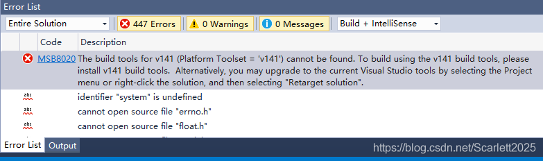Error MSB8020: The build tools for v141(Platform Toolset = ‘v141‘)_错误1error msb8020: the build ...