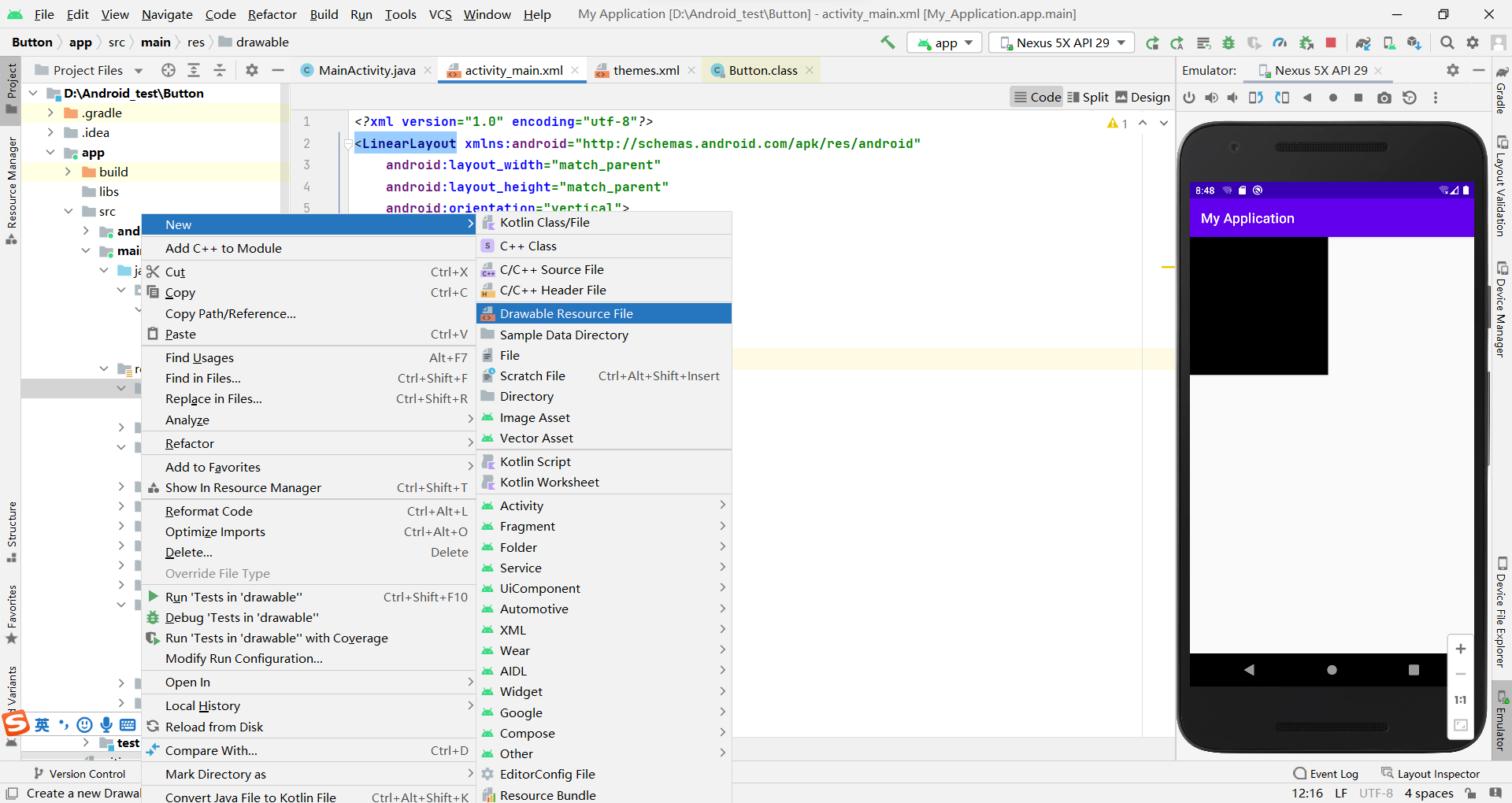 Android studio笔记:工程介绍和控件（Button）_androidstudio中package com.example.button-CSDN博客