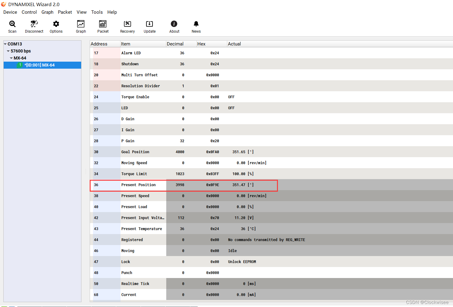 仿生蛇形机器人01、Dynamixel MX-64AR舵机控制例程的使用【Python 1.0协议】_dynamixel wizard 2.0-CSDN博客
