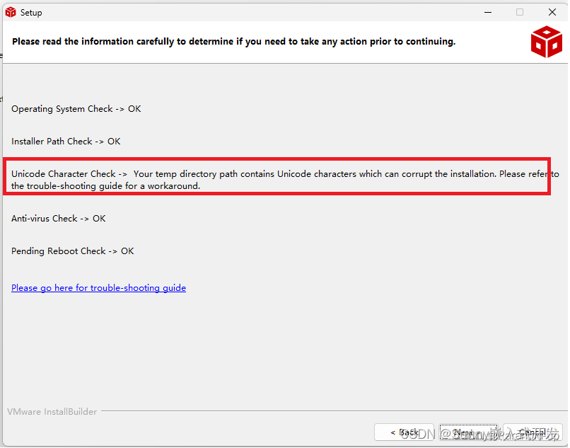 CSS安装出错：Unicode Character Check -＞ Your temp directory path contains Unicode characters ...