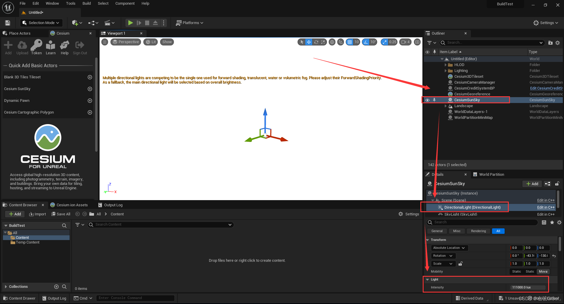 解决CesiumForUnreal加入CesiumSunSky并调整设置后场景仍然纯白的问题_导入ue5看不到一片白-CSDN博客
