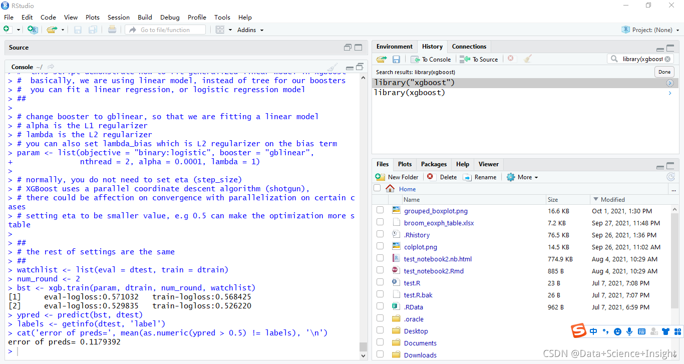 R语言构建xgboost模型：使用xgboost构建广义线性模型（GLM）：使用gblinear算法拟合线性模型并配置L1和L2正则化_glm ...