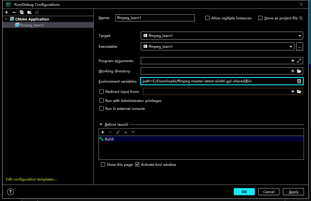 Clion 使用ffmpeg 学习1 开发环境配置_ffmpeg clion-CSDN博客