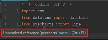Pycharm导入库后，提示PEP 8：Unresolved reference ‘XXX‘ more..._unresolved reference 'pyecharts-CSDN博客