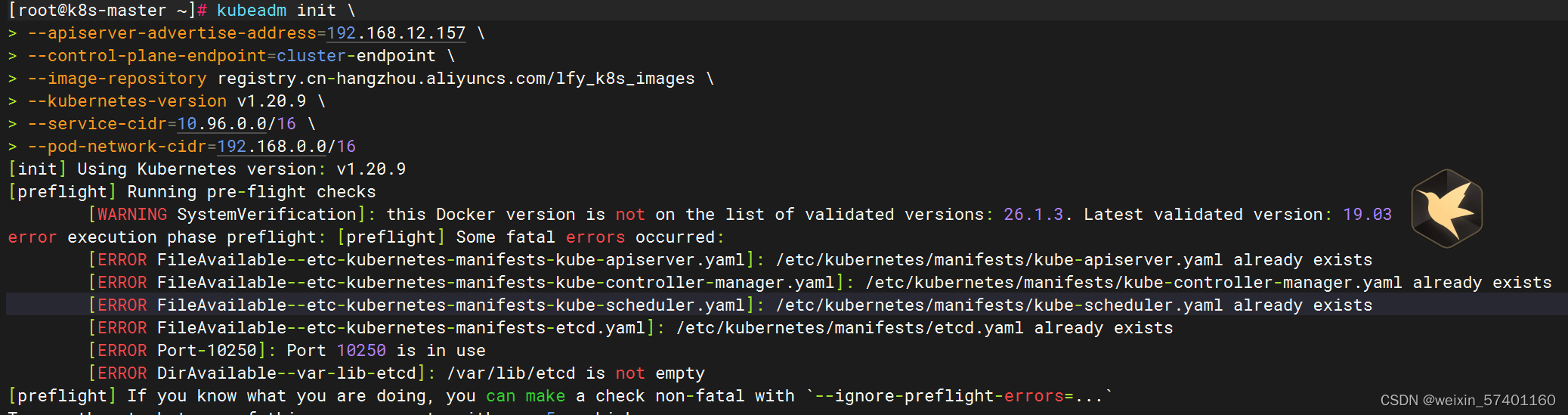 Kubeadm Init报错 [error Fileavailable Etc Kubernetes Manifests Kube Apiserver Yaml] Etc