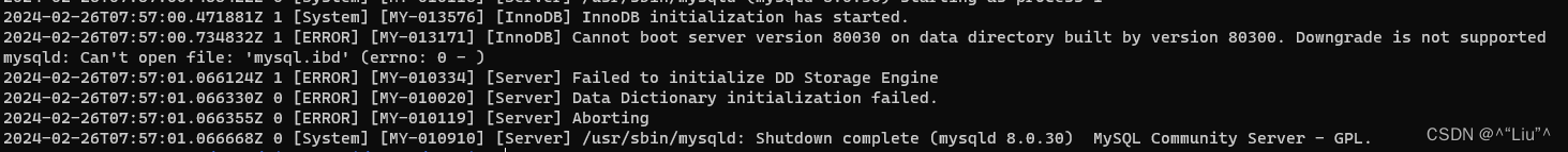 mysql容器启动Cannot boot server version 80030 on data directory built by version 80300-CSDN博客