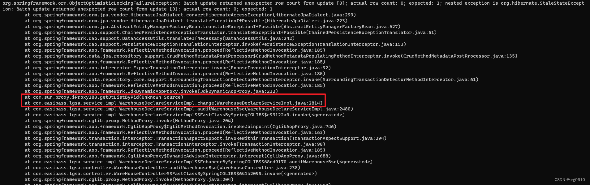 Jpa数据源oracle异常记录 Org Springframework Orm Objectoptimisticlockingfai Csdn博客