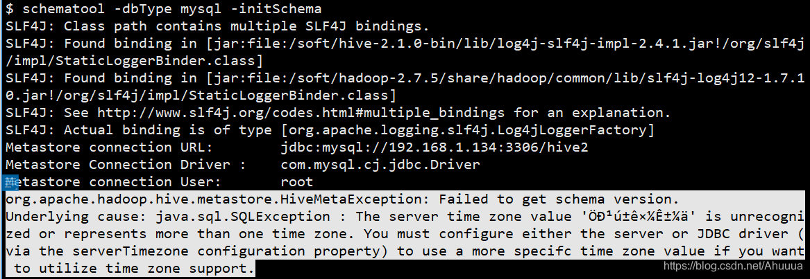 初始化hive时org.apache.hadoop.hive.metastore.HiveMetaException: Failed to get schema version-CSDN博客