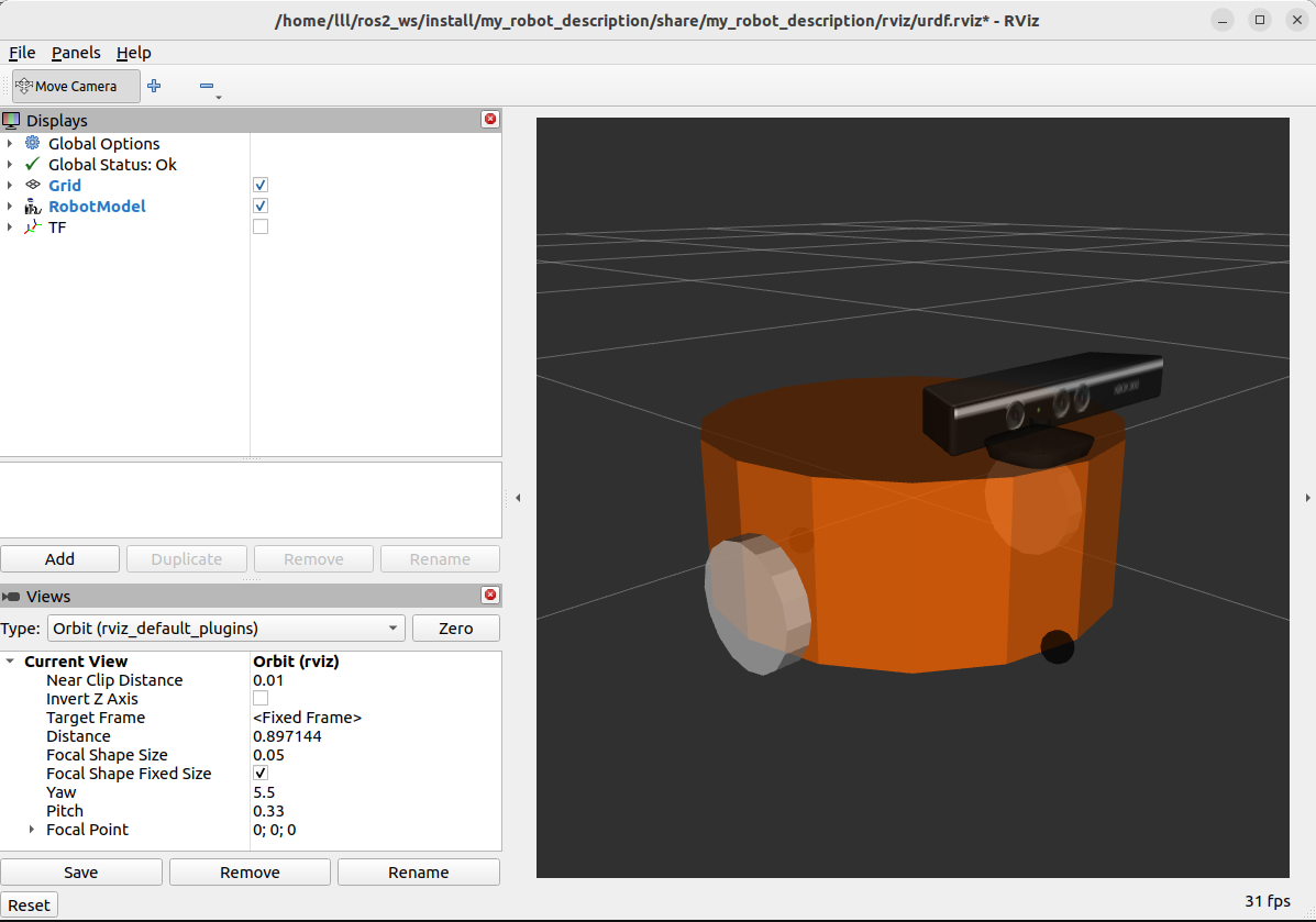 ROS2进阶第一章 -- 从头开始构建一个可视化的差速轮式机器人模型 -- 学习URDF机器人建模与xacro优化_两轮差速机器人在ros中的 ...
