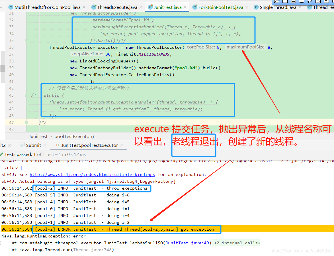通过ThreadPoolExecutor与ForkJoinPool比较，分别对比其execute ，submit 等方法提交线程池任务的区别 ...