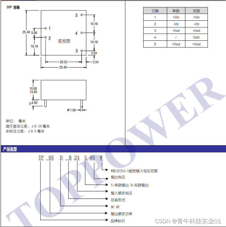 5W 1.5KVDC 隔离 宽电压输入 DC/DC 电源模块——TP05DB 系列-CSDN博客