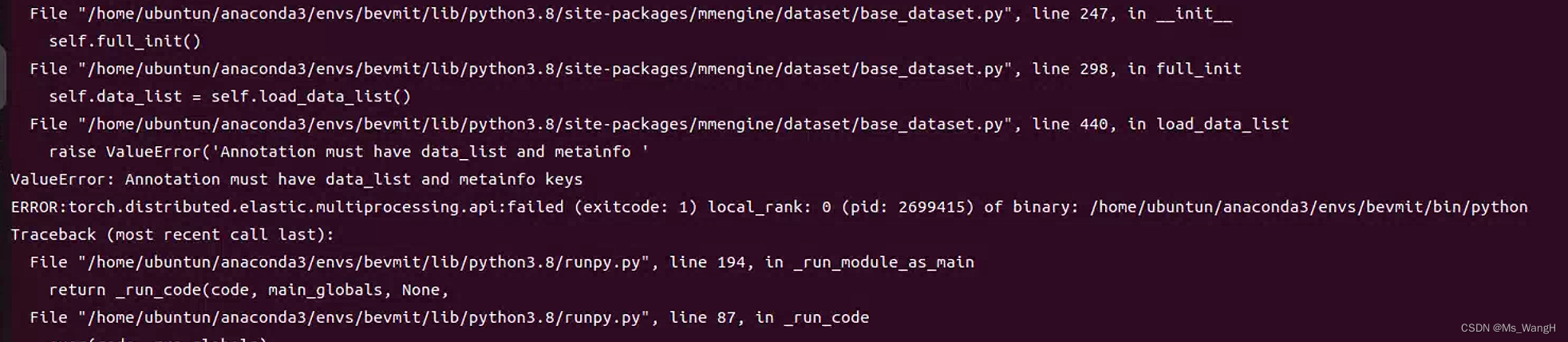 BevFusion-ICRA-2023异常：ValueError: Annotation must have data_list and metainfo keys_cuda ...