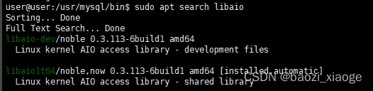 乌班图Ubuntu 24.04初始化MySQL报错error while loading shared libraries: libaio.so.1_ubuntu error while ...