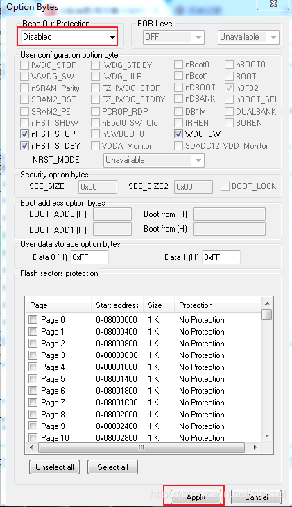 stm32使用 ST-LINK Utility量产，程序读保护、写保护_some flash pages are write protected!-CSDN博客
