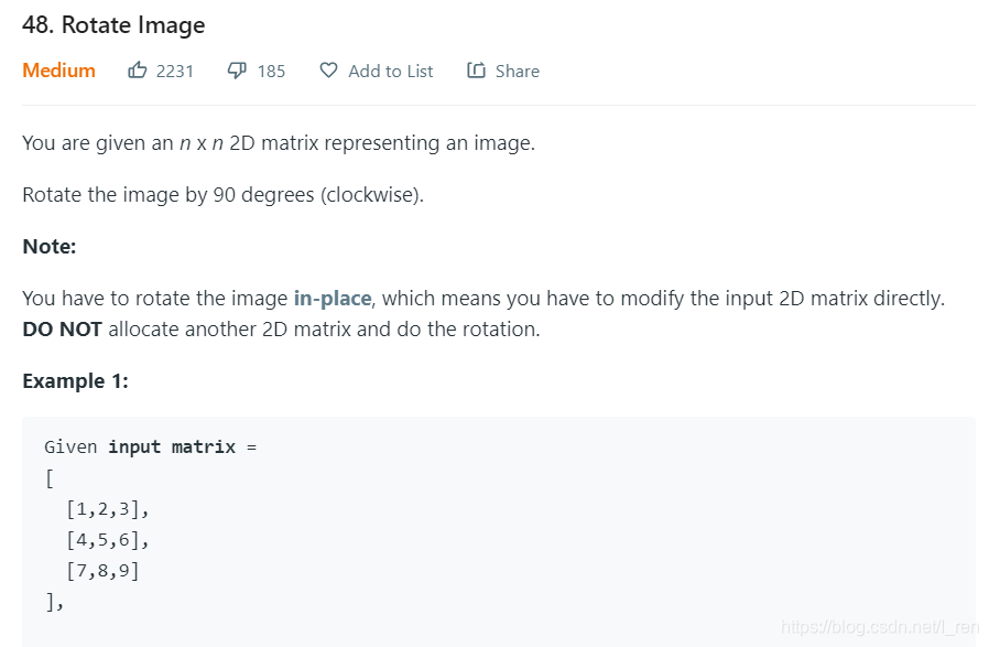 Leetcode 48. Rotate Image-CSDN博客