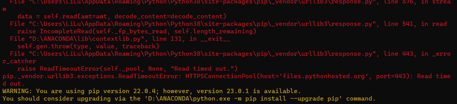 更新pip，提示ValueError: Unable to find resource t64.exe in package pip._vendor.distlib_t64.exe pip ...