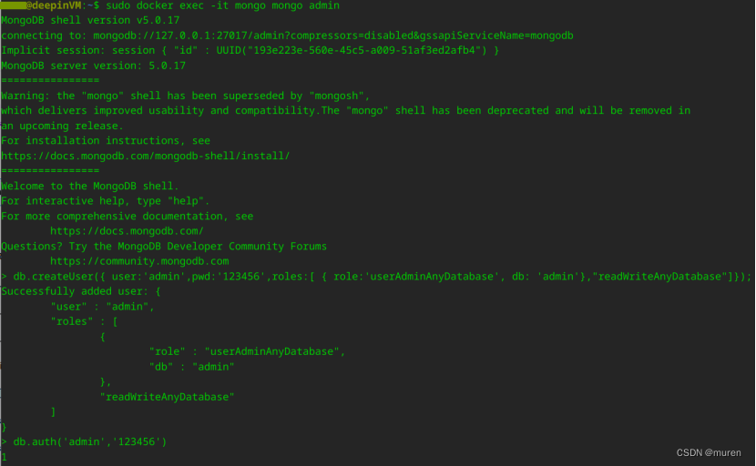 Deepin用docker安装Mongodb_deepin mongo-CSDN博客