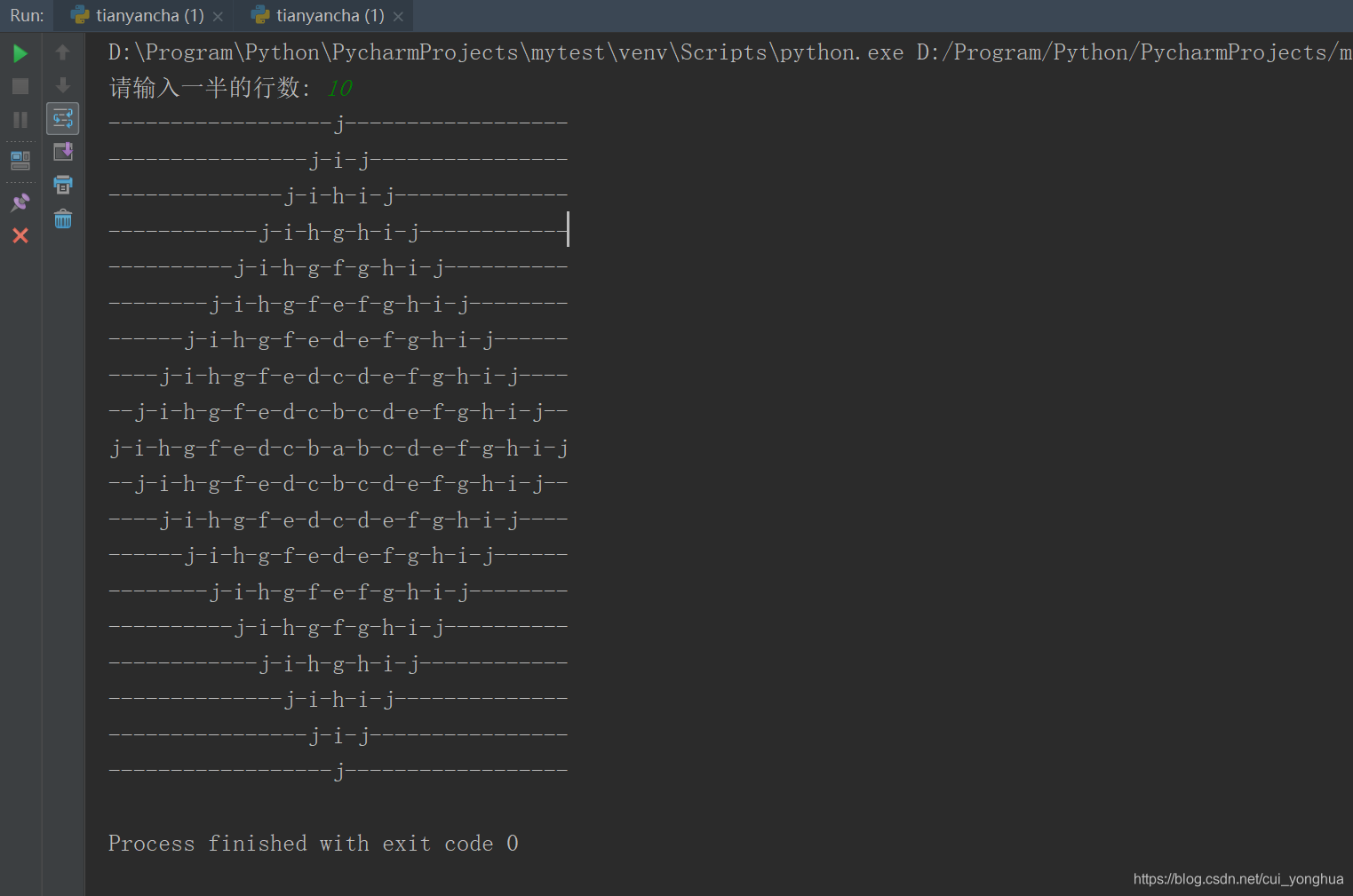 用python实现打印各种图形总结（包括等腰三角形，菱形，近似圆等）（python经典编程案例）python 如何用号打印出等腰三角形和 