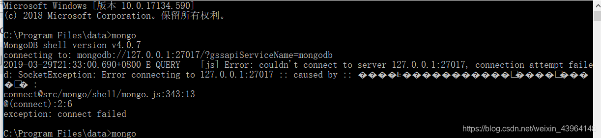 exception: connect failed mongoDB连接失败的解决方案-CSDN博客
