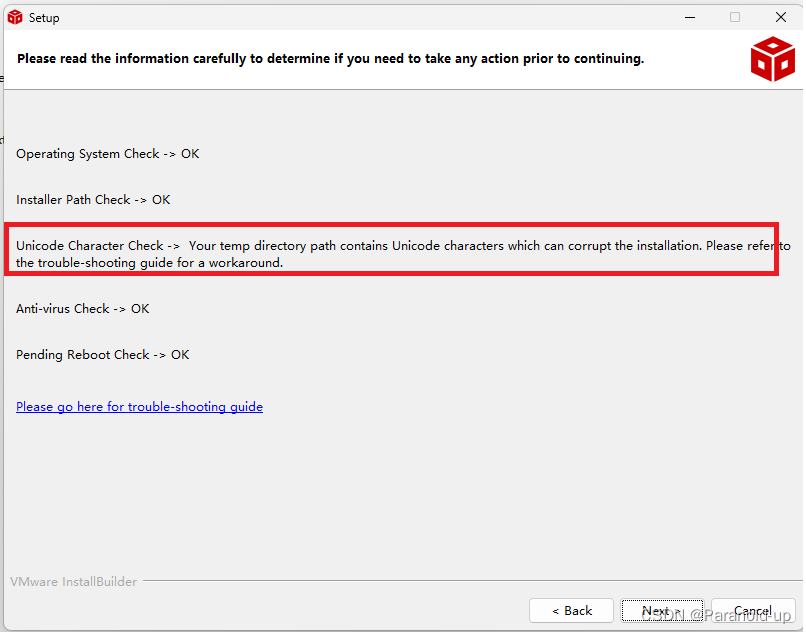 CSS安装出错：Unicode Character Check -＞ Your temp directory path contains Unicode characters ...