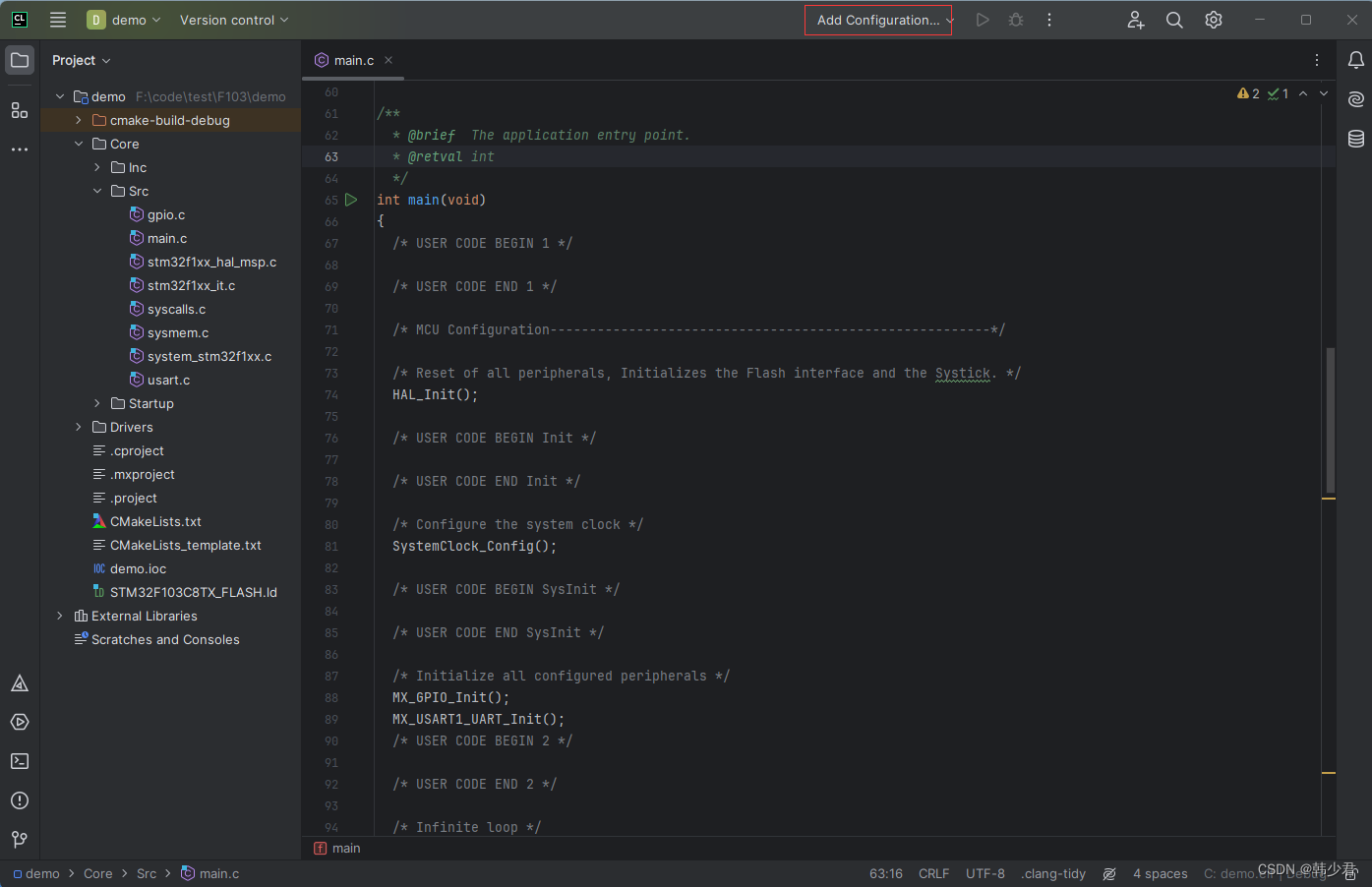 使用clion配合STM32CubeMX开发stm32(包含断点调试，查看寄存器值，printf重定向)_stm32 clion-CSDN博客