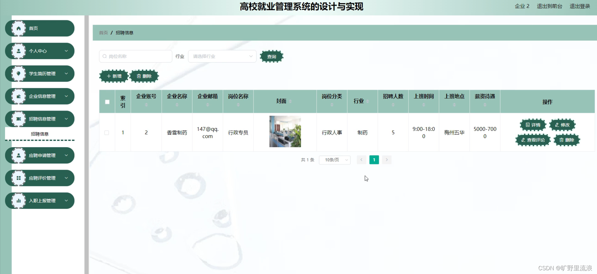 Springboot毕设项目高校就业管理系统的设计与实现v75i2（javavuemybatismavenmysql）基于springboot的就业信息管理系统设计与实现 Csdn博客