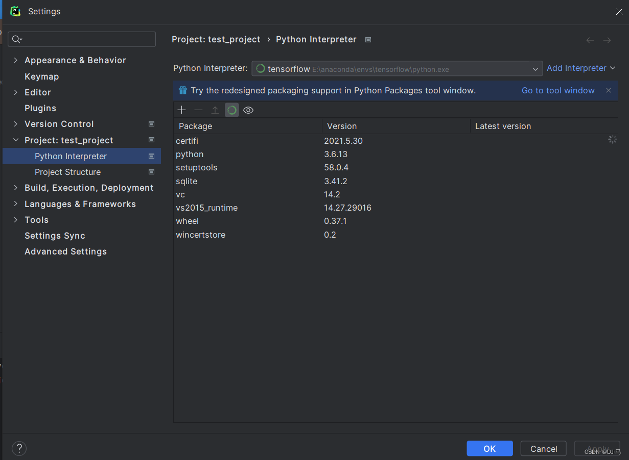 【pycharm使用技巧】关于如何在pycharm中切换已经配置好的tensorflow环境（亲测）_怎么用pycharm打开tensorflow的环境-CSDN博客