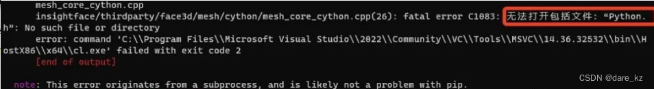 安装roop过程中提示“无法打开文件Python.h”（已解决）_安装roop报错-CSDN博客