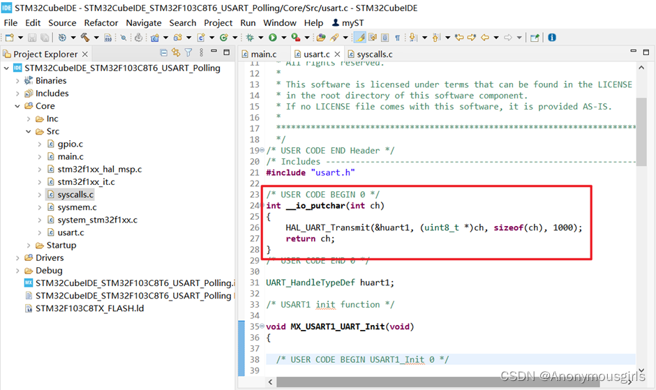 STM32CubeIDE基础学习-USART串口通信实验（轮询方式）_cubeide的usart-CSDN博客