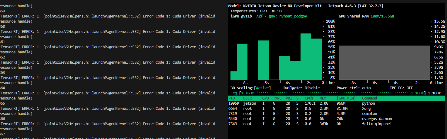 Jetson NX python使用多线程TensorRT---[pointWiseV2Helpers.h::launchPwgenKernel::532] Error Code 1 ...