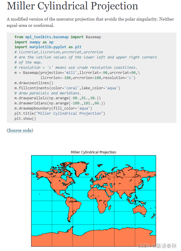 matplotlib的basemap的地图投影类型（经纬度）_matplotlib basemap 点矢量要素-CSDN博客