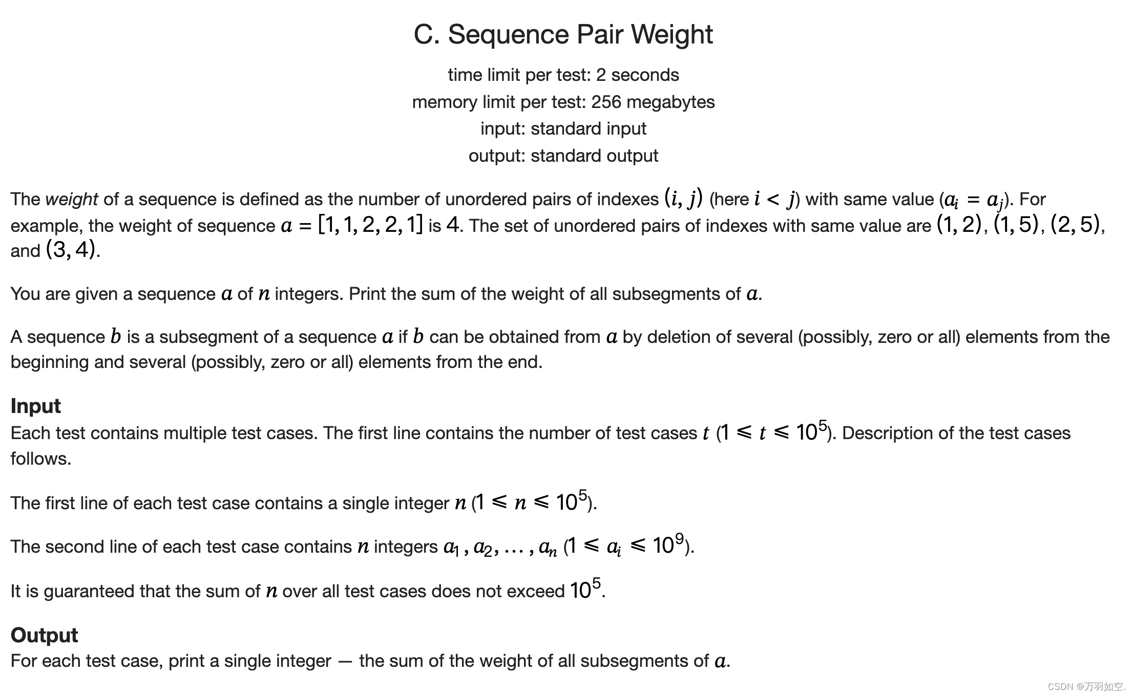Codeforces Round #721 (Div. 2) C. Sequence Pair Weight_定义一个序列的权值为有多少对相邻的数不相等-CSDN博客