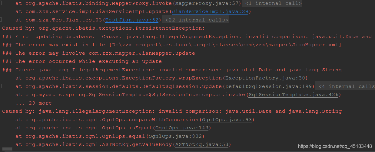 Cause: java.lang.IllegalArgumentException: invalid comparison: java.util.Date and java.lang ...