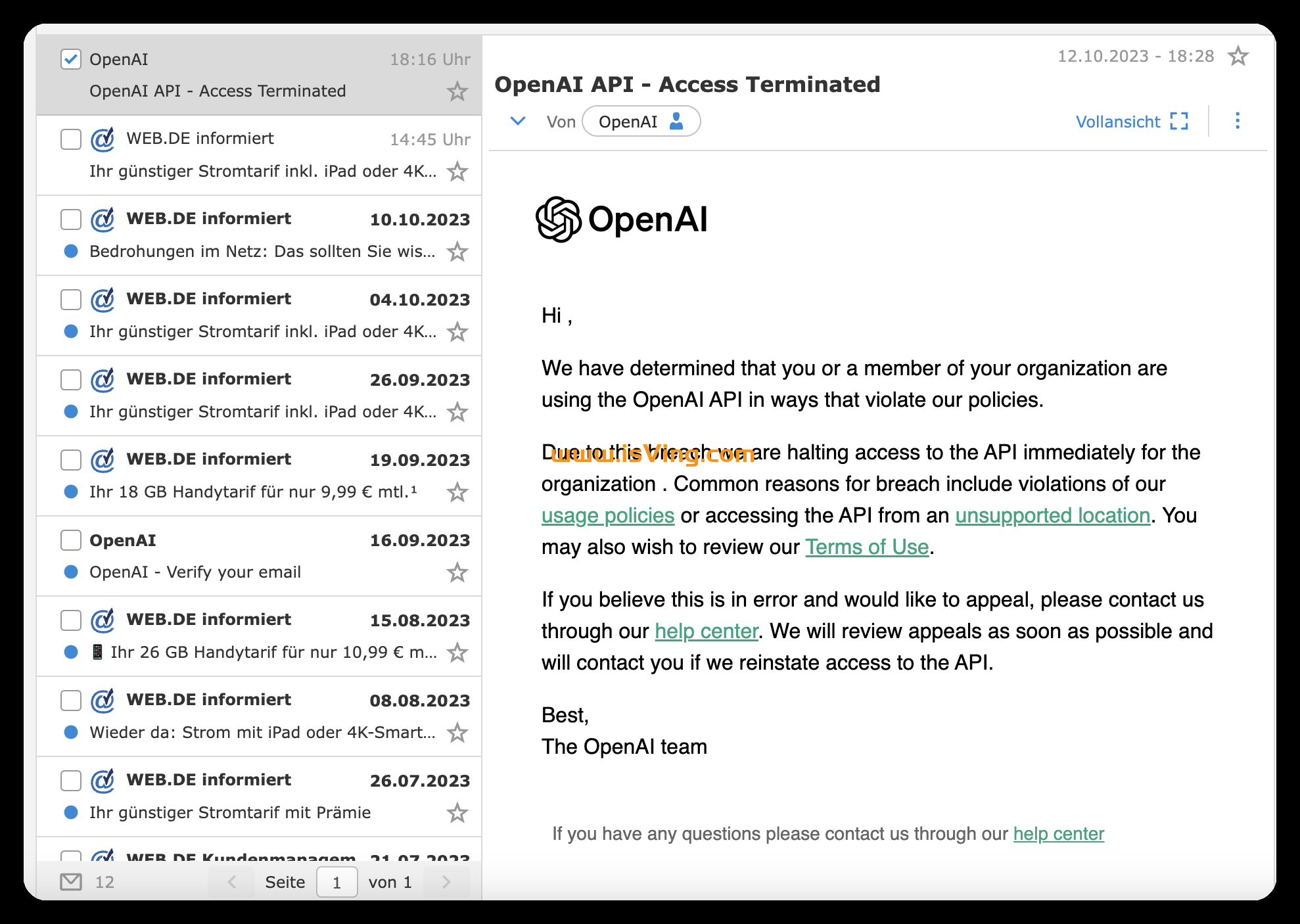 ChatGPT 报错：“Your OpenAi account has been deactivated…”什么原因？如何处理！_your openai account has been ...