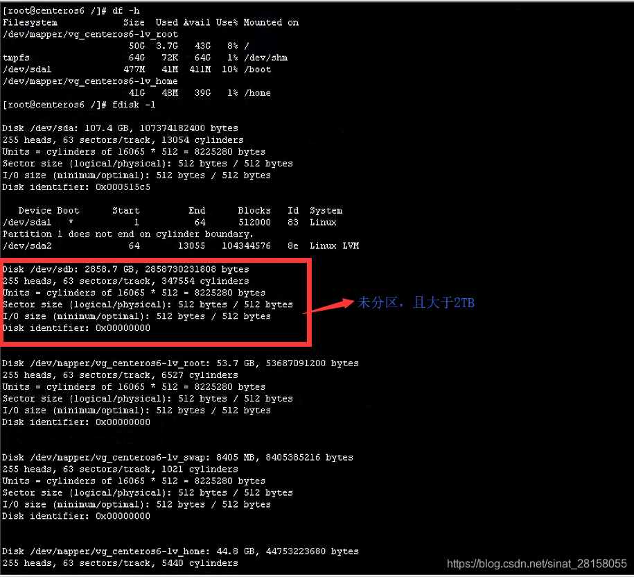 Linux大于2TB硬盘格式化及挂载_centeros如何格式化磁盘-CSDN博客