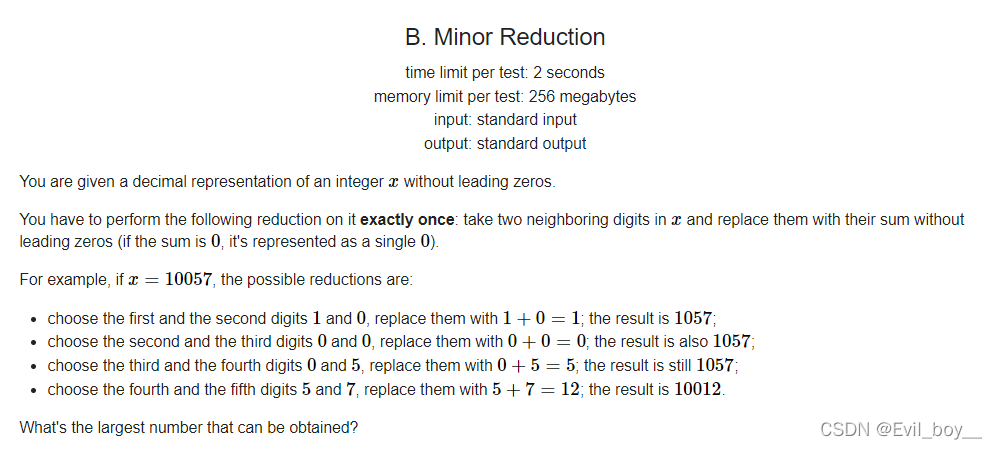 Educational Codeforces Round 121 (Rated for Div. 2) B. Minor Reduction-CSDN博客