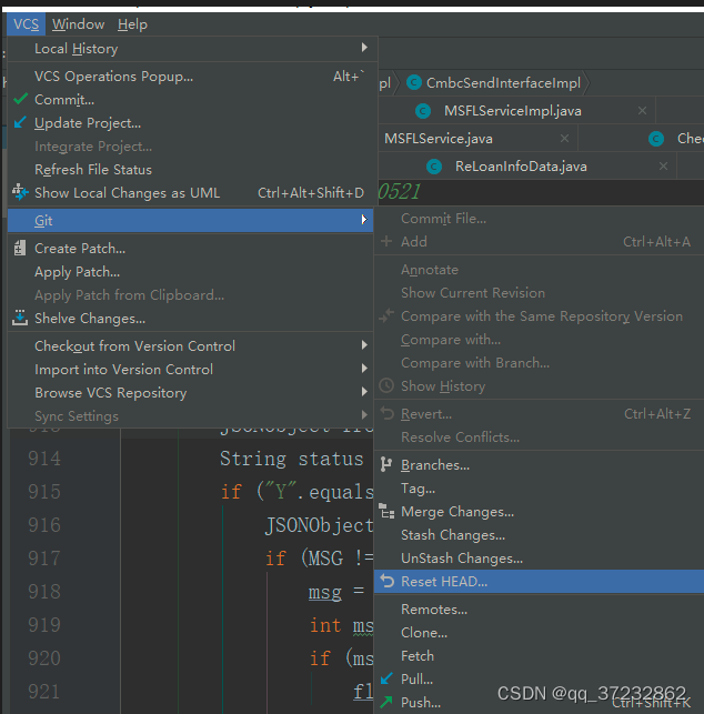idea中，代码在pull之后，git回退版本_idea git如何回退pull-CSDN博客