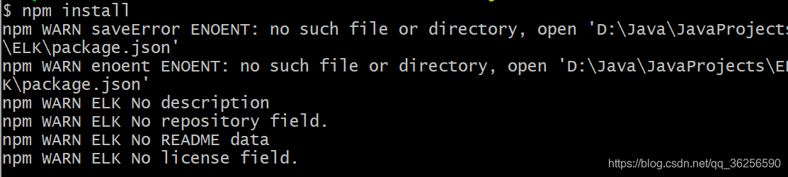 npm install报错：npm WARN saveError ENOENT: no such file or directory, open ‘xxx‘_npm install less ...