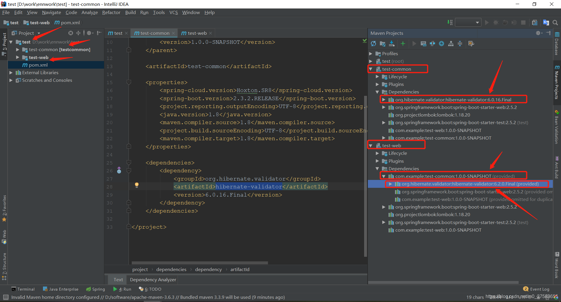 maven多模块依赖版本不一致问题_hibernate-validator版本差异-CSDN博客