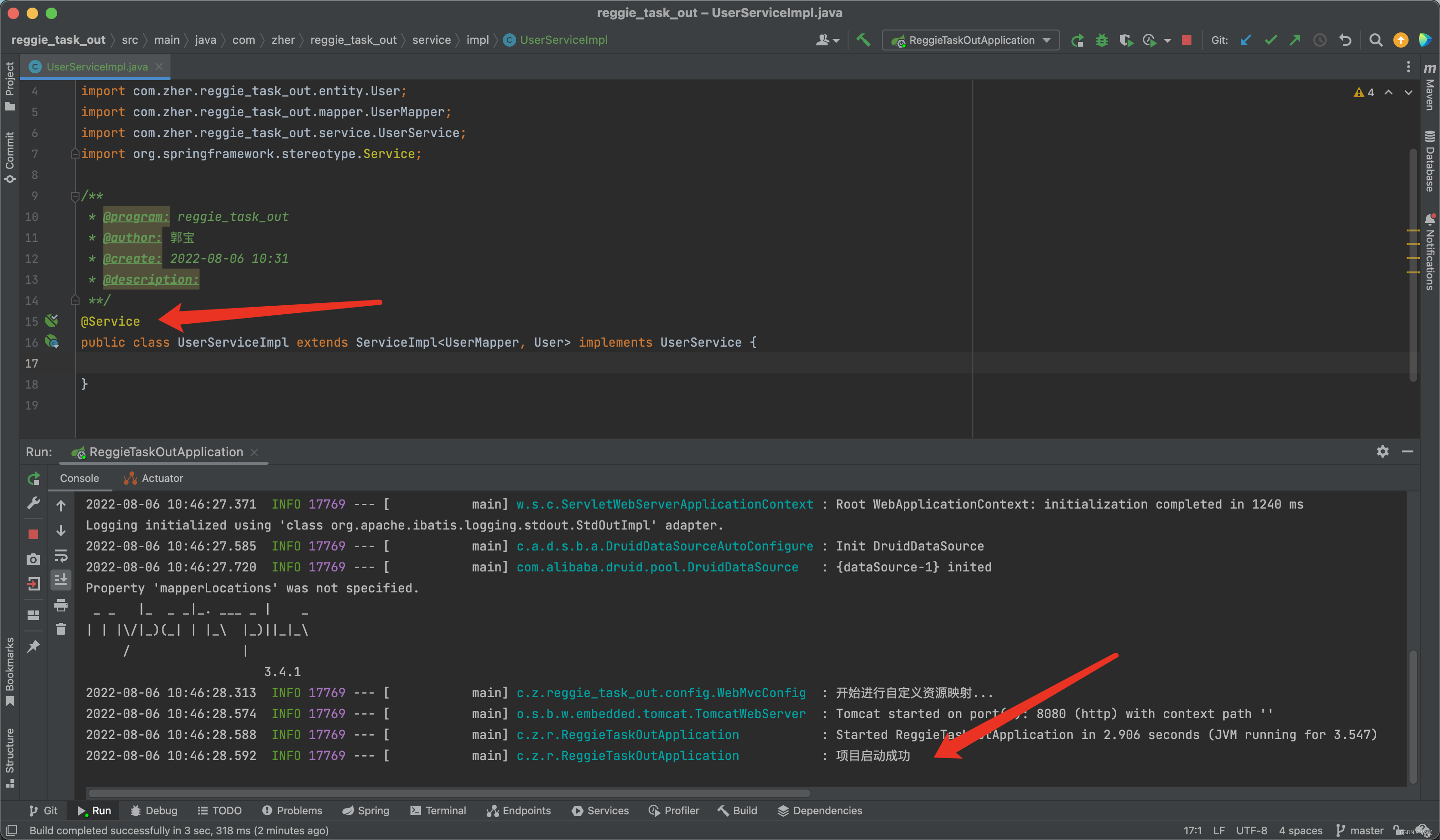Field userService in com.zher.reggie_task_out.controller.UserController required a bean of type ...