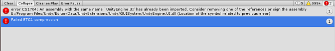 Unity错误之error CS1704: An assembly with the same name `UnityEngine.UI' has already been imported ...