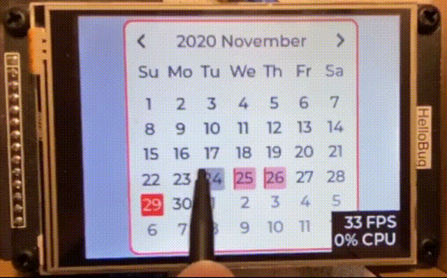 ESP32 开发笔记(四）LVGL控件学习 Calendar 日历控件_esp32 sqlite-CSDN博客