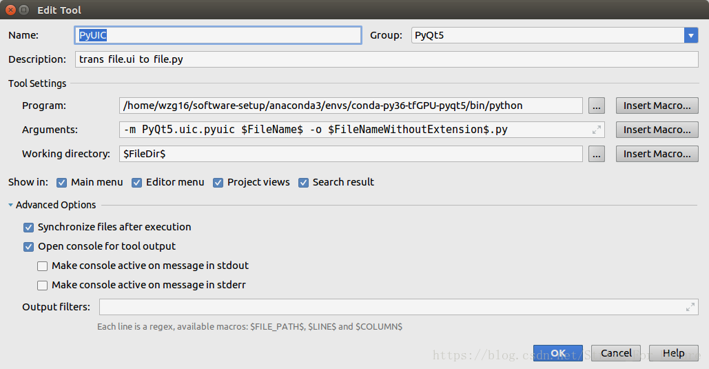 ubuntu + pycharm + anaconda + pyqt5 + tools 配置_ubuntu pycharm pyqt-tools-CSDN博客