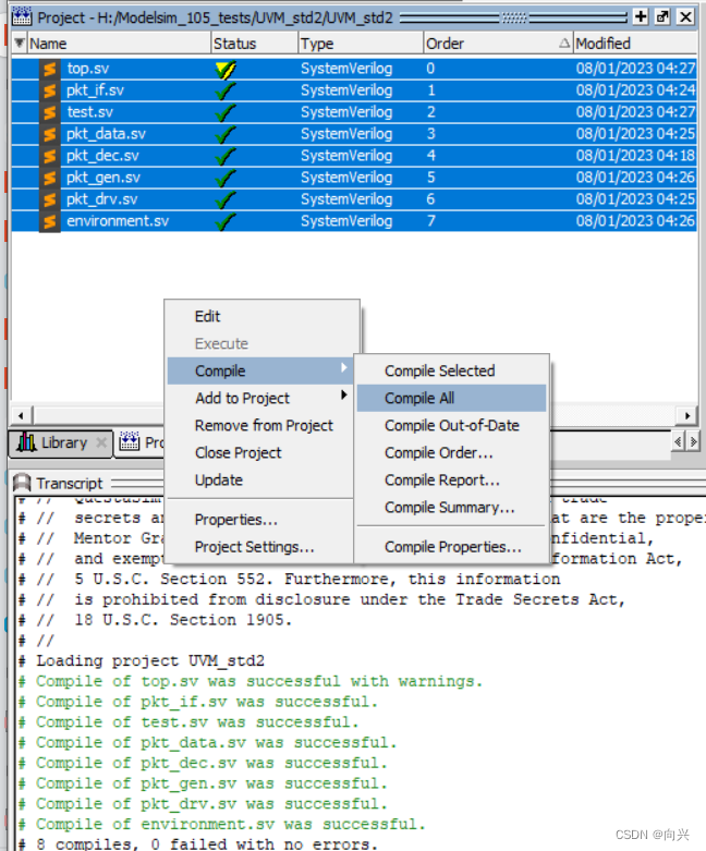 实验报告-安装Questasim10.6c版本并跑通一个工程！_数字IC前端设计工程师走向精通-CSDN专栏