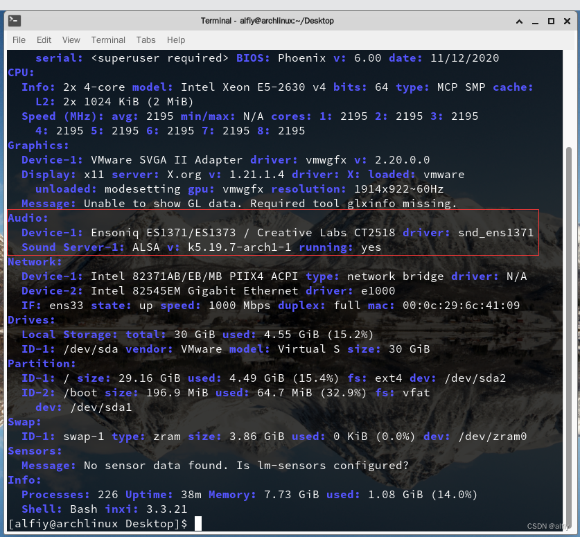 vmware虚拟机中的archlinux无法播放声音的解决办法_vmware默认声音设备无法打开-CSDN博客