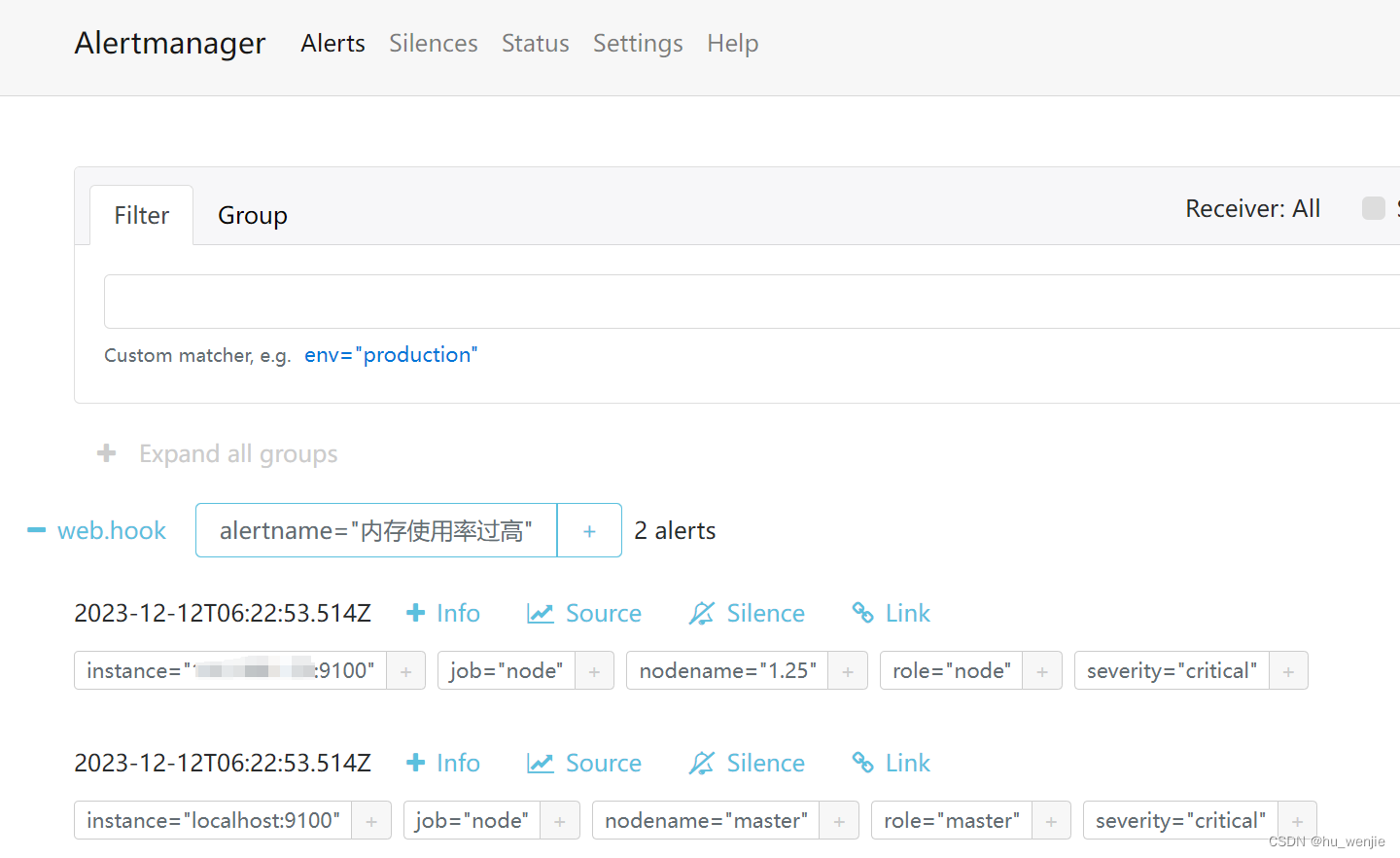 prometheus+alertmanager监控告警消息推送自定义接口_alertmanager 通知到自定义接口-CSDN博客